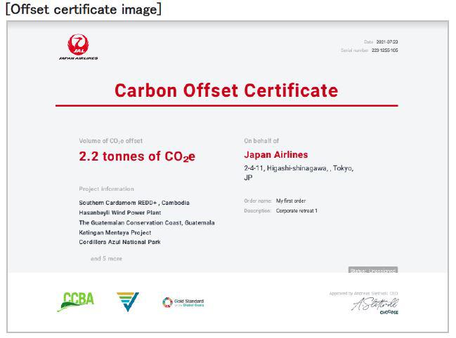 JAL is starting a program that visualizes the volume of carbon emissions produced by business ...